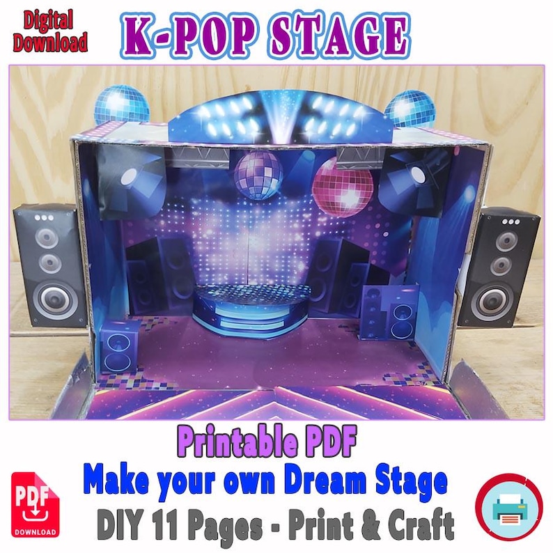 DIY K-pop Shoebox Stage Printable PDF | Kpop Concert Diorama Kit | Pink ...