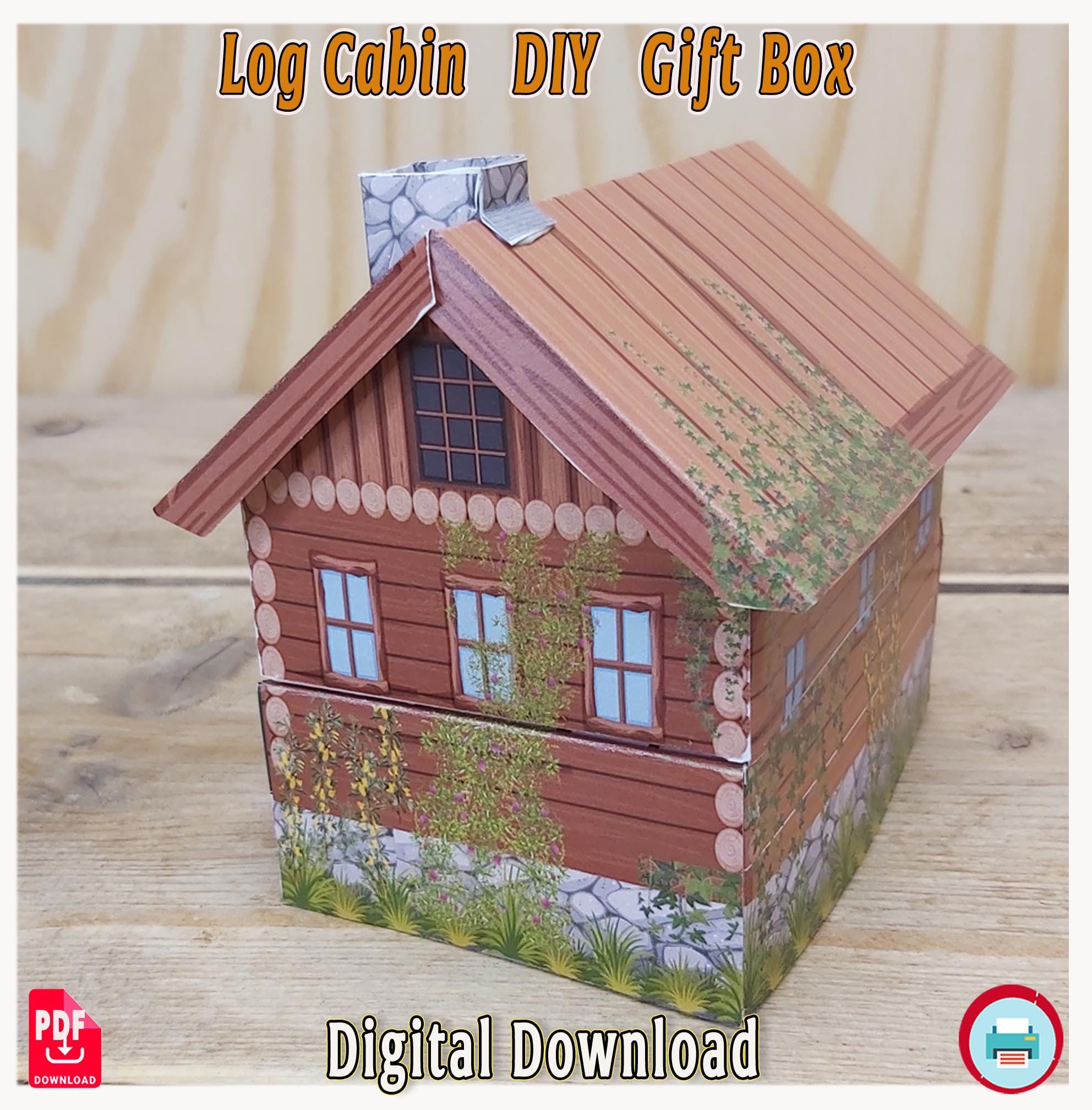 Mini Log Cabin DIY Paper Gift Box (digital Download) - Etsy