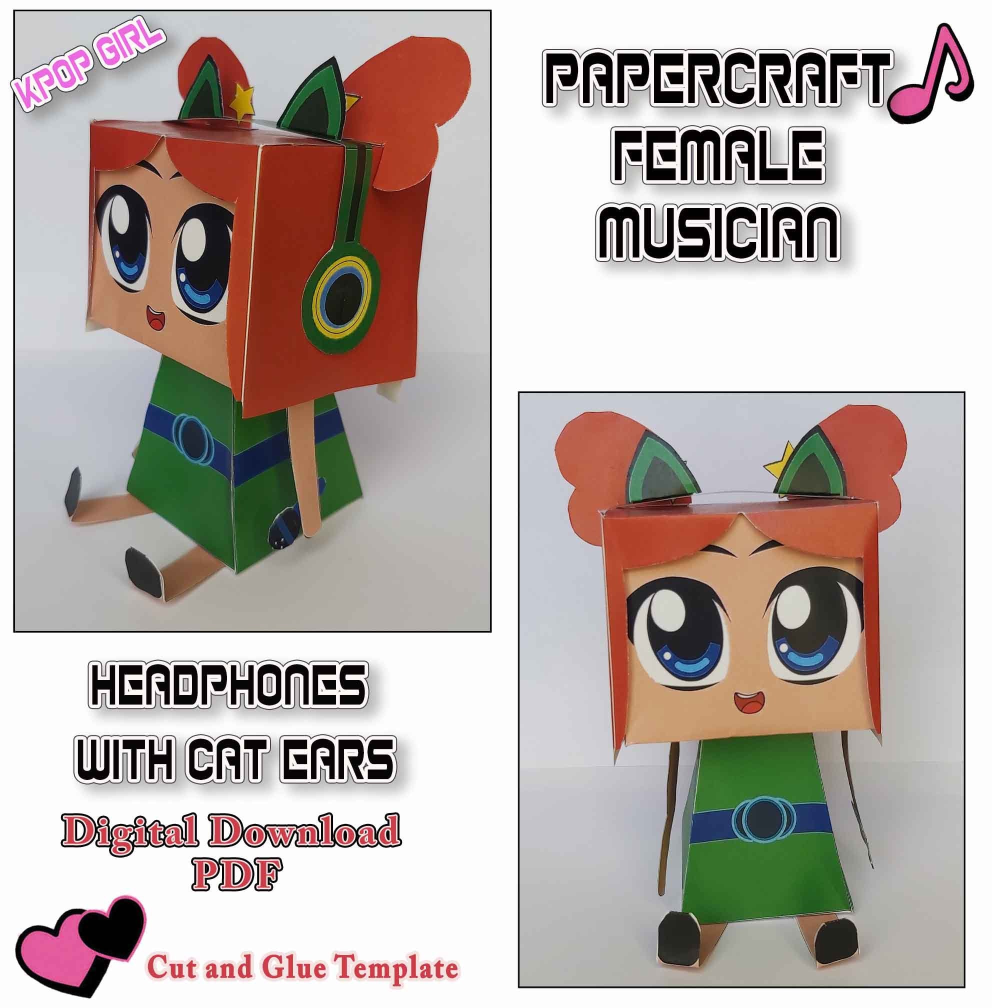 K-pop Girl Papercraft Template: Dress-up Manga Doll (PDF Download ...