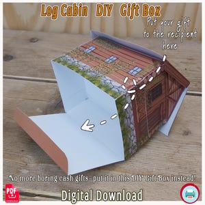 Mini Log Cabin, Paper Craft Lodge With Rocks and Grass, Rustic Retreat ...