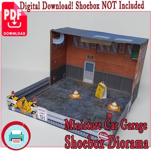 Paper Craft Miniature Car Garage Shoebox Diorama, Create an Auto Repair ...