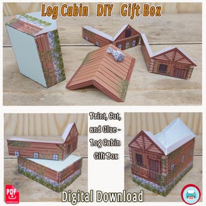 Mini Log Cabin DIY Paper Gift Box (digital Download) - Etsy