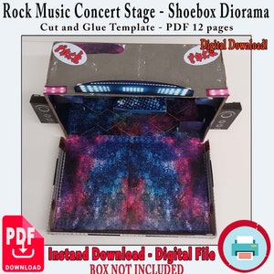 Rock Music Concert Stage Shoebox Diorama, Create Your Own Theater, Cut ...