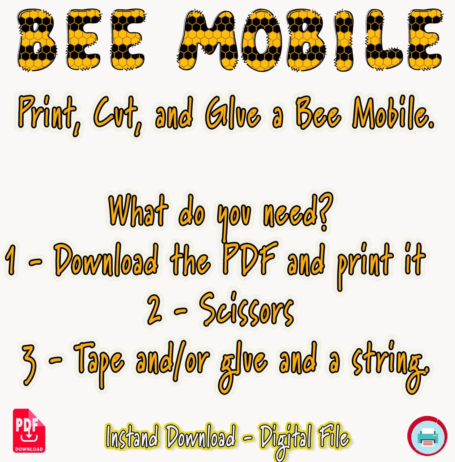 Bee Mobile Printable: DIY Classroom Decoration (PDF) - Etsy