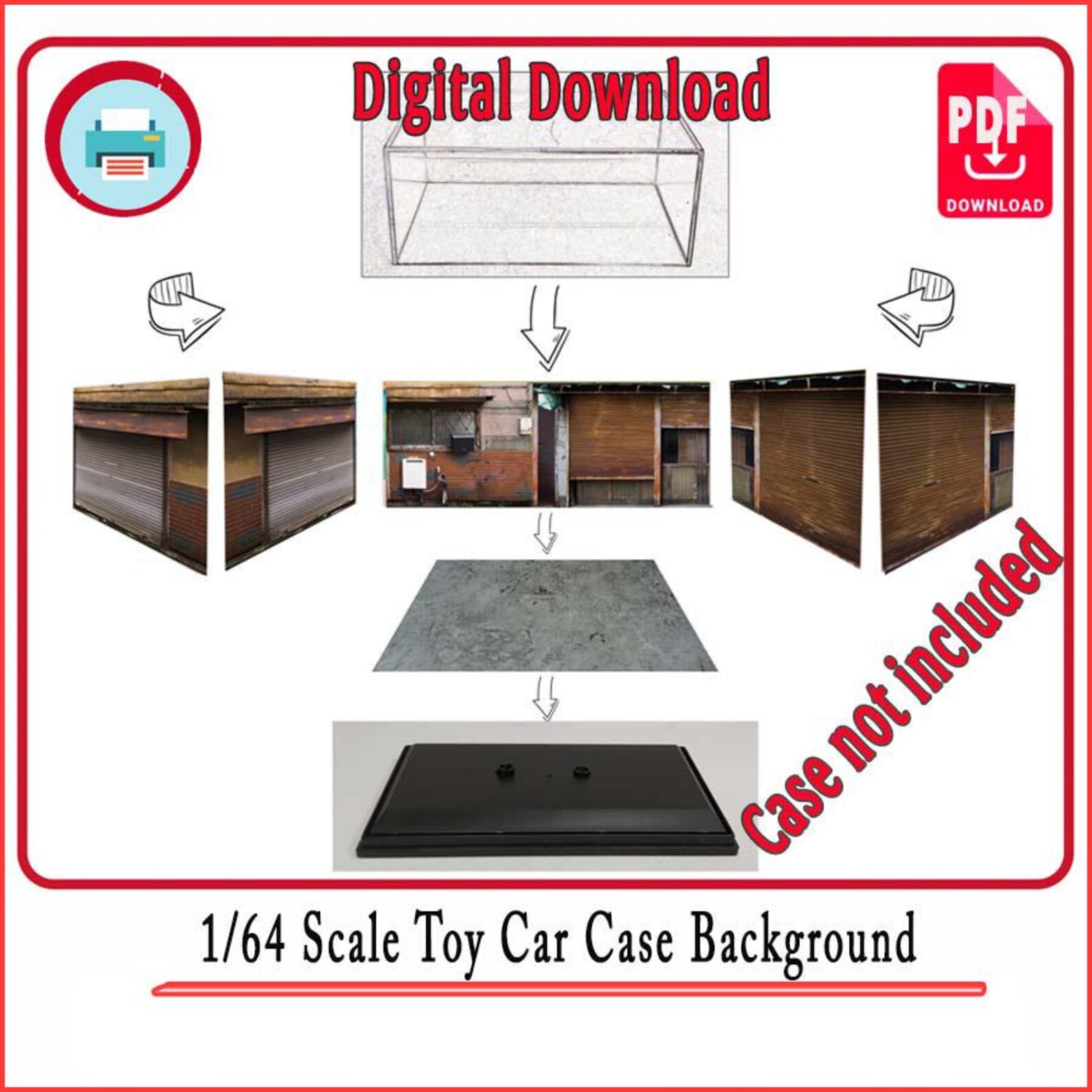 1/64 Scale Printable Garage Diorama, Paper Case Insert With Back Wall ...