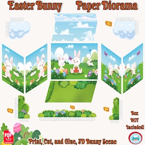 Easter Bunny Diorama | Easter Paper Craft | Bunny Shadow Box | Paper ...