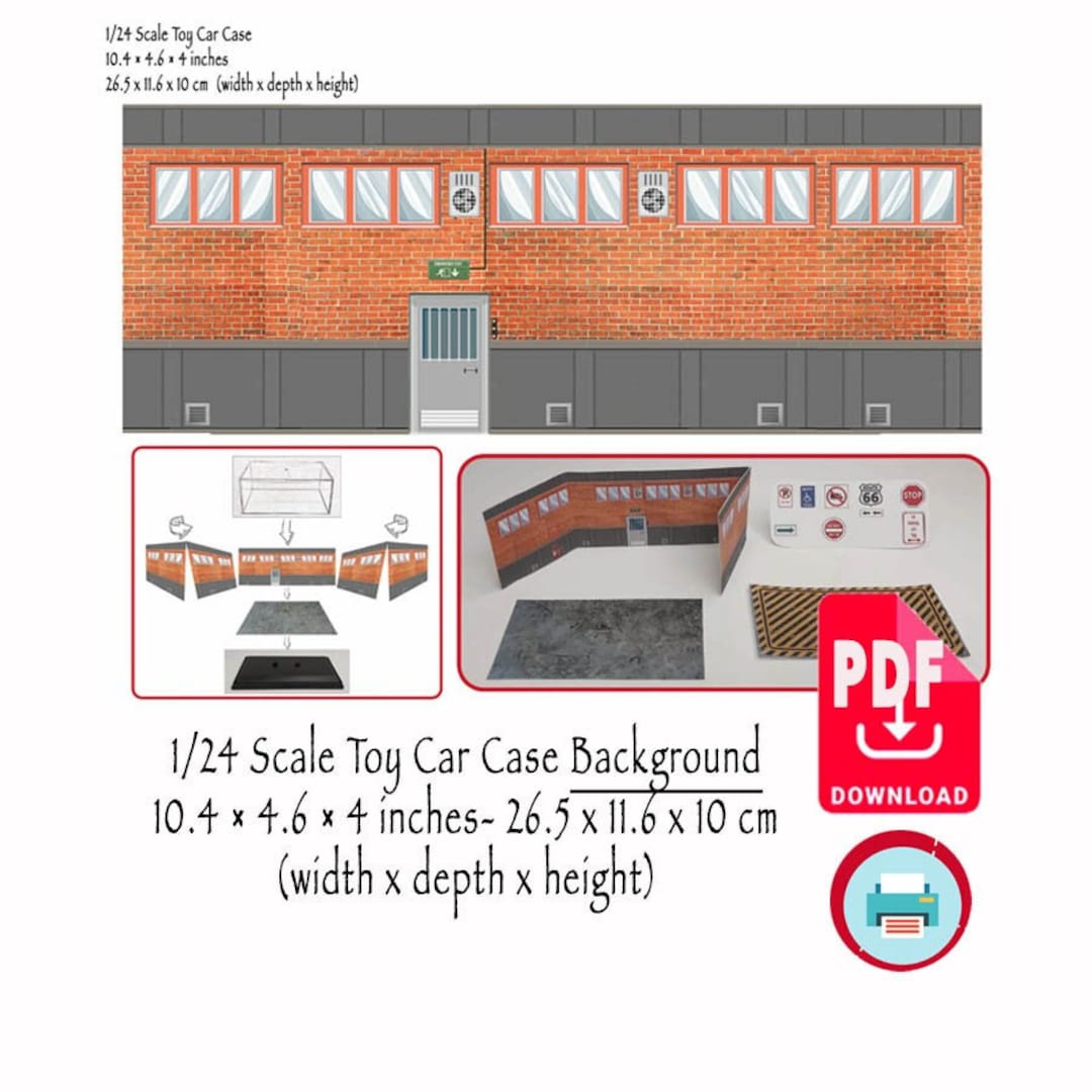Papercraft Miniature Car Garage Background Set, Scale Case Backdrop, 1/ ...