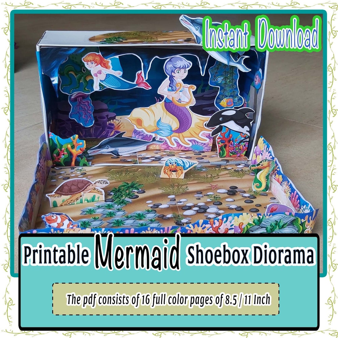 Mermaid Diorama, Printable Paper Craft Activity, Create a Ocean Habitat ...