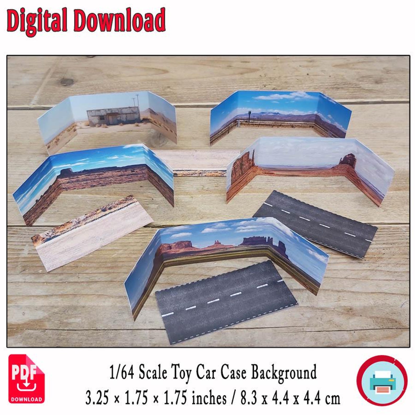 Desert Diorama Bundle 1–5 | 1:64 Printable Papercraft Backdrops for Die ...