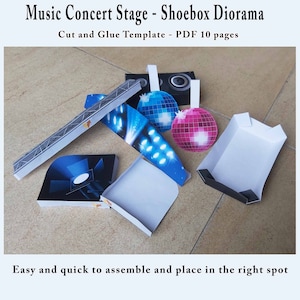 Music Concert Stage Shoebox Diorama, Create Your Own Theater, Cut and ...