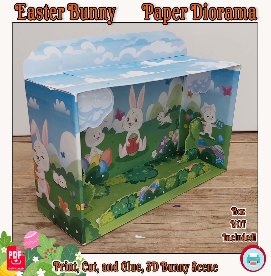 Easter Bunny Diorama | Easter Paper Craft | Bunny Shadow Box | Paper ...
