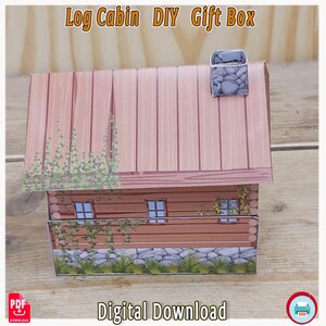 Mini Log Cabin, Paper Craft Lodge With Rocks and Grass, Rustic Retreat ...