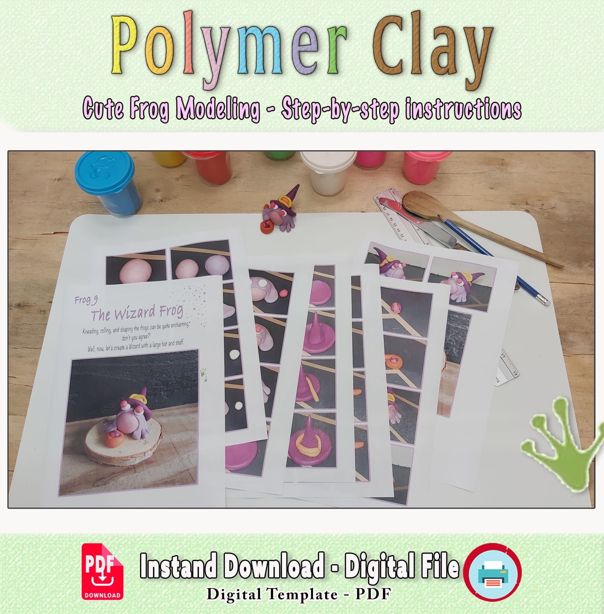 Polymer Clay Wizard Frog Tutorial, Beginner Clay Art (digital Download ...