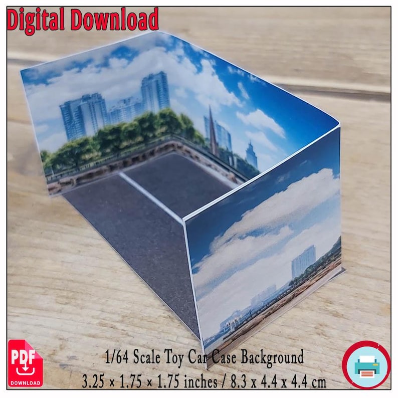1:64 Scale Big City Street Diorama | Printable Car Display Backdrop ...