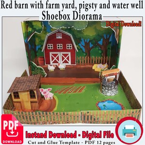 Farmyard Shoebox Diorama, Red Barn Craft Project (printable PDF) - Etsy