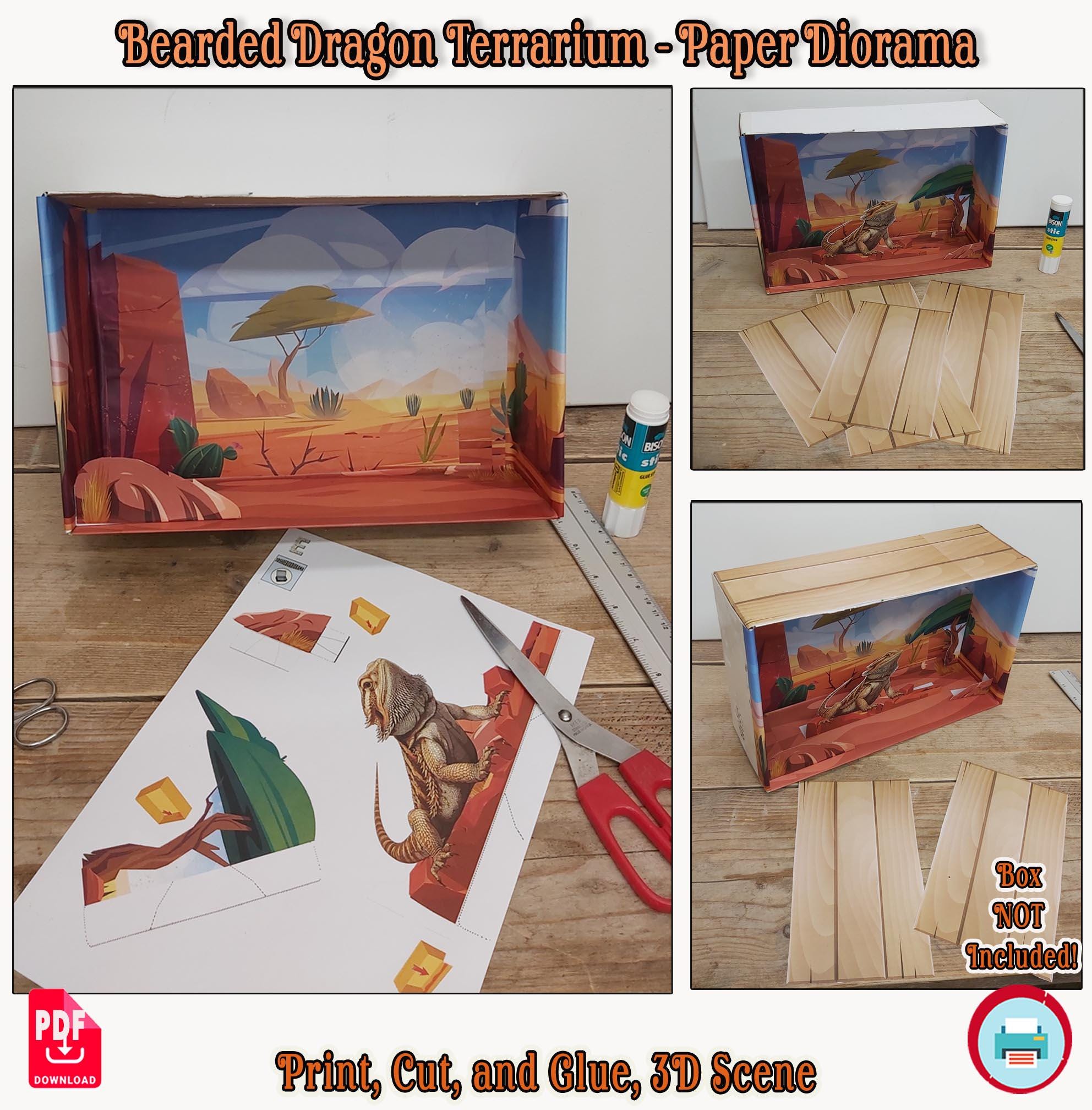 Bearded Dragon Diorama – Printable Paper Craft Reptile Habitat (PDF ...