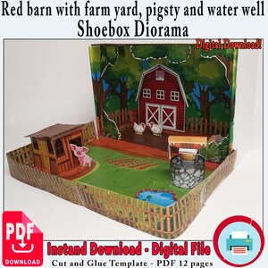 Farmyard Shoebox Diorama, Red Barn Craft Project (printable PDF) - Etsy