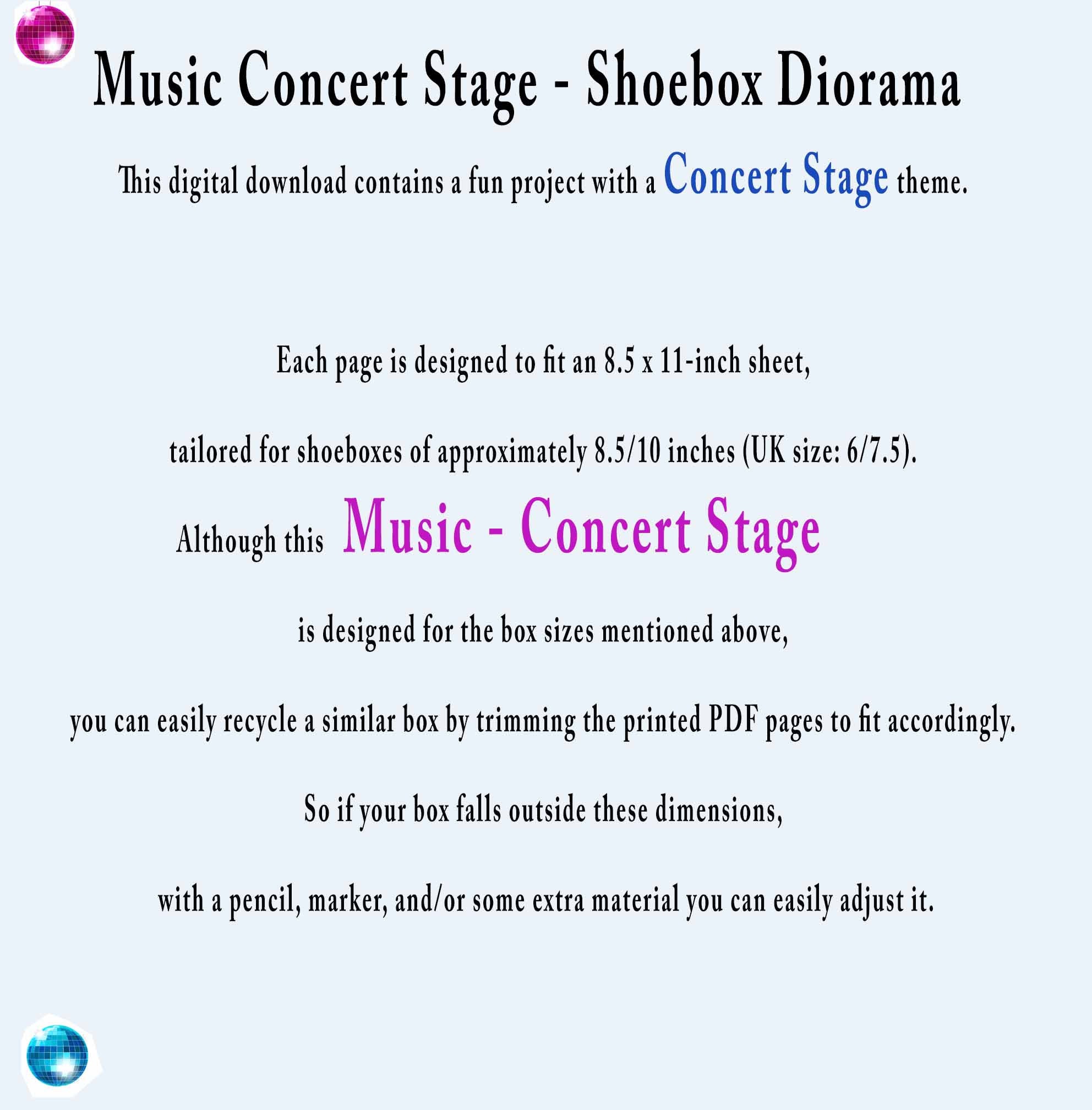 Music Concert Stage Shoebox Diorama, Create Your Own Theater, Cut and ...