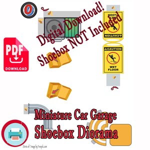 Paper Craft Car Garage Shoebox Diorama: Auto Repair Shop Kit (digital ...