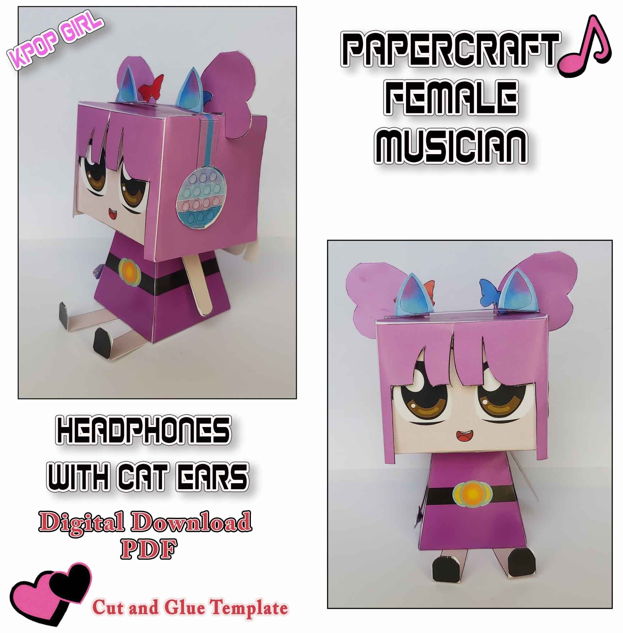 Purple Papercraft Girls Template Origami Girl | Neon Cyborg Vase