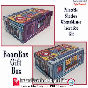 3D Paper Boombox Favor Box, Vintage Hip Hop Decor, Ghetto Blaster Gift ...