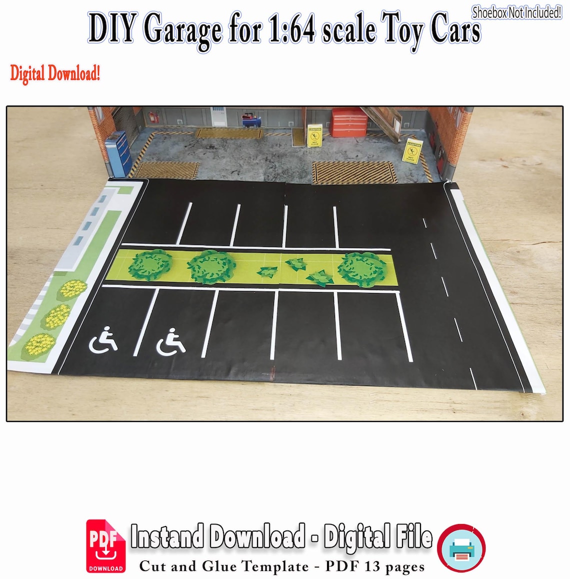 DIY Garage for 1:64 Scale Toy Cars, Paper Craft Miniature Car Garage ...