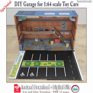 DIY Garage for 1:64 Scale Toy Cars, Paper Craft Miniature Car Garage ...