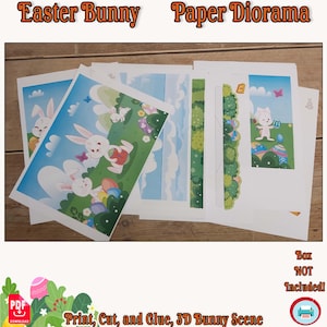 Easter Bunny Diorama | Easter Paper Craft | Bunny Shadow Box | Paper ...