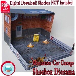 Paper Craft Miniature Car Garage Shoebox Diorama, Create an Auto Repair ...