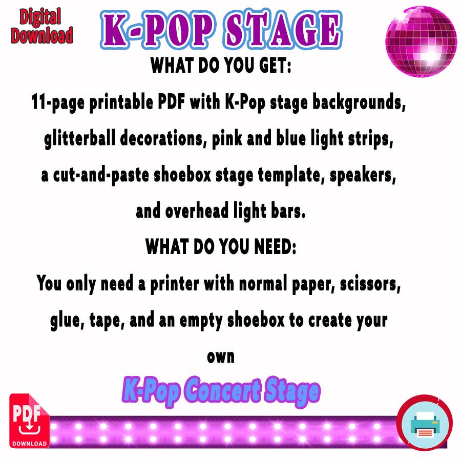 DIY K-pop Shoebox Stage Printable PDF | Kpop Concert Diorama Kit | Pink ...