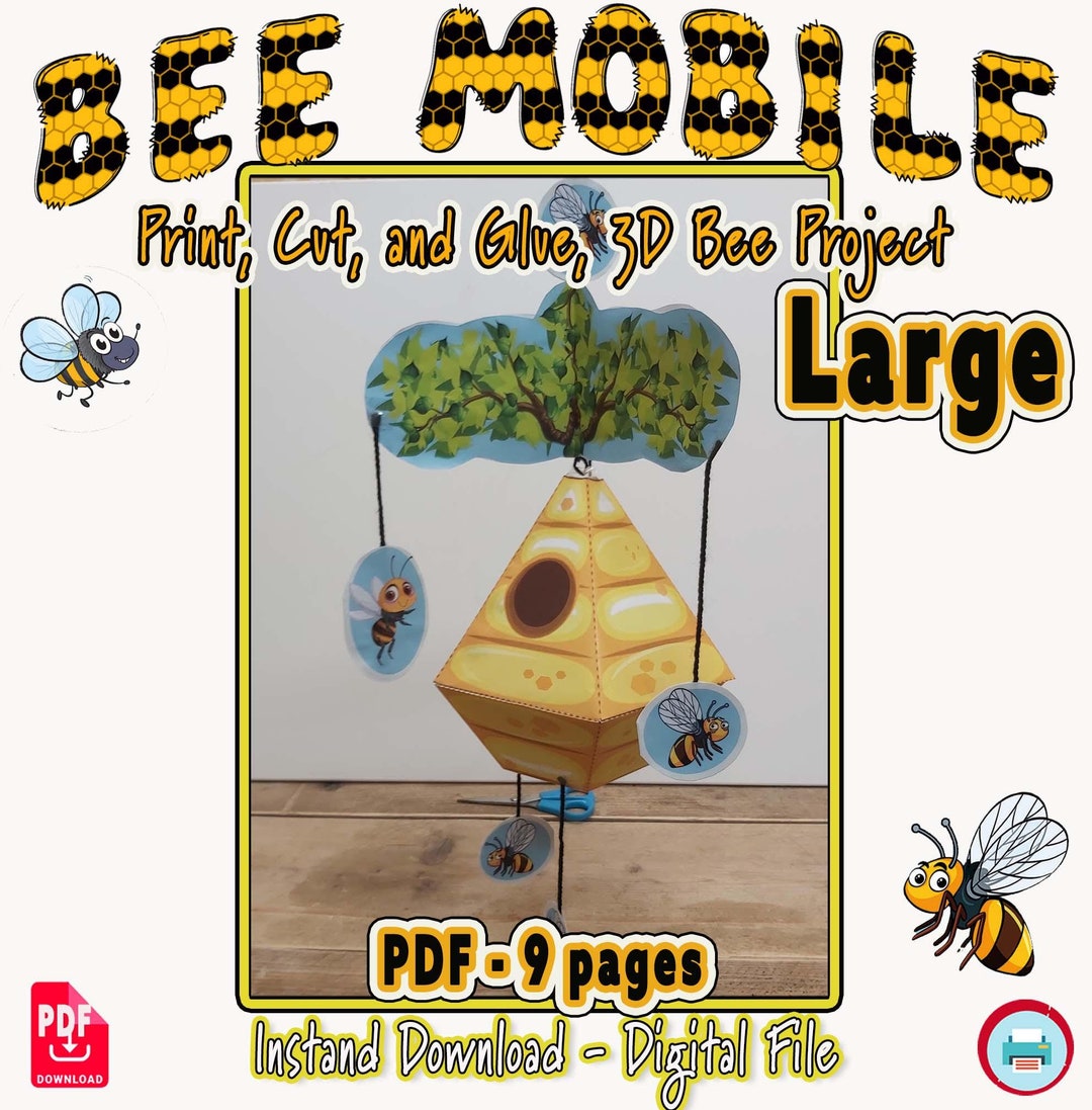 Large 3D Bee Mobile, Bee Classroom Decorations, Bee Themed Classroom ...