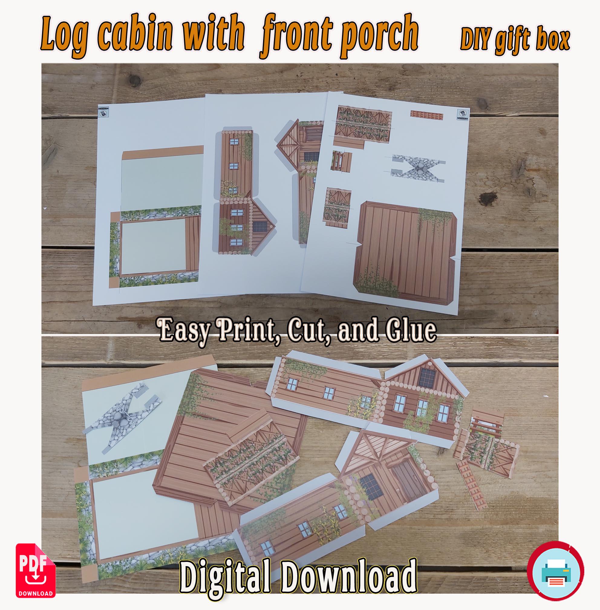 DIY Paper Log Cabin Gift Box: Printable Timber Lodge (digital Download ...