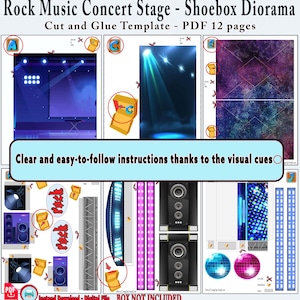 Rock Music Concert Stage Shoebox Diorama, Create Your Own Theater, Cut ...