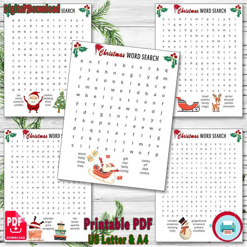Christmas Word Search Printable: Holiday Kids Activity, Puzzle ...
