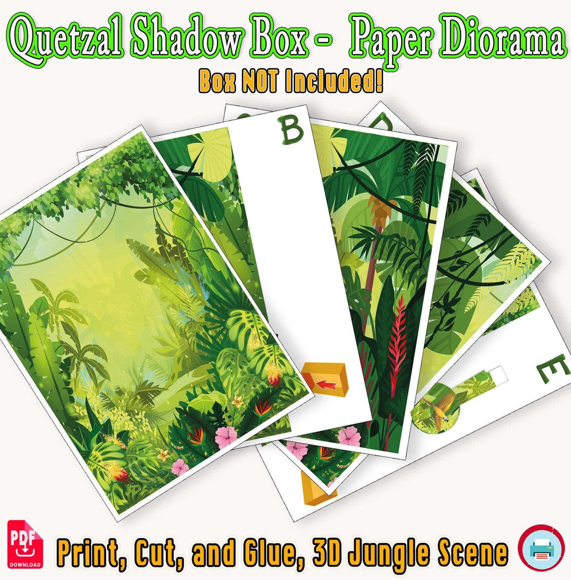 Quetzal Bird Diorama Papercraft – Tropical Rainforest Bird Craft ...