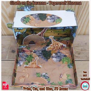 Giraffe Shoebox Diorama Kit – Printable 3D Jungle Habitat Craft ...