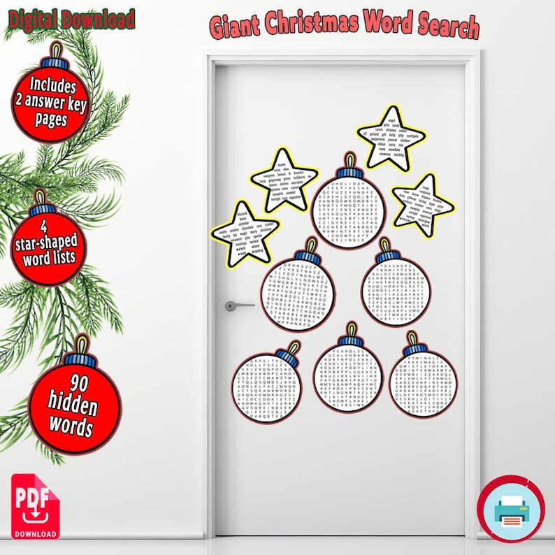 Giant Christmas Word Search Game – Holiday Party Puzzle (instant ...