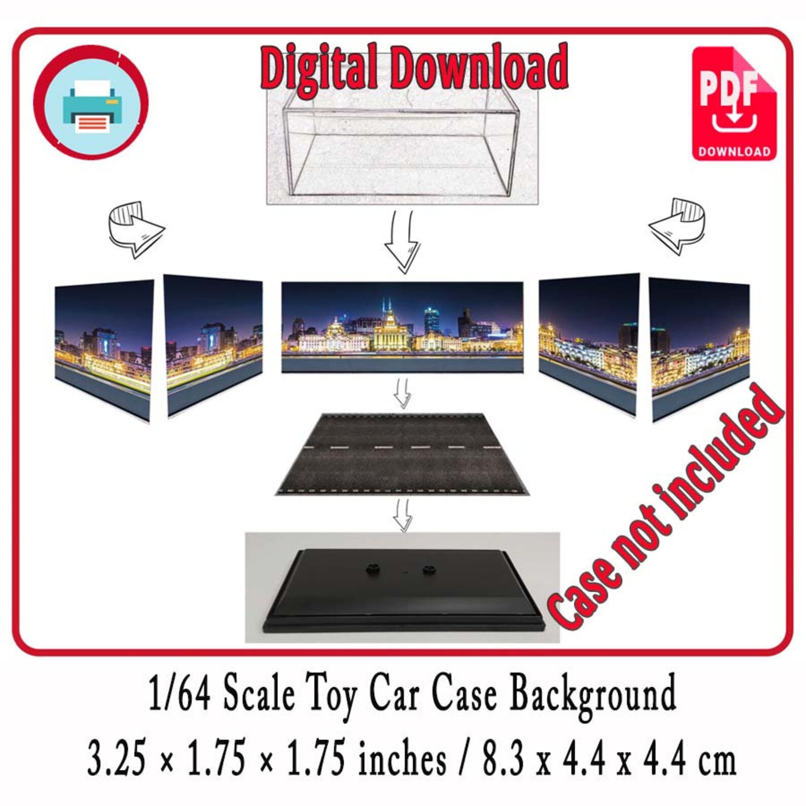 1:64 Night City Road Diorama | Printable Car Display Backdrop ...