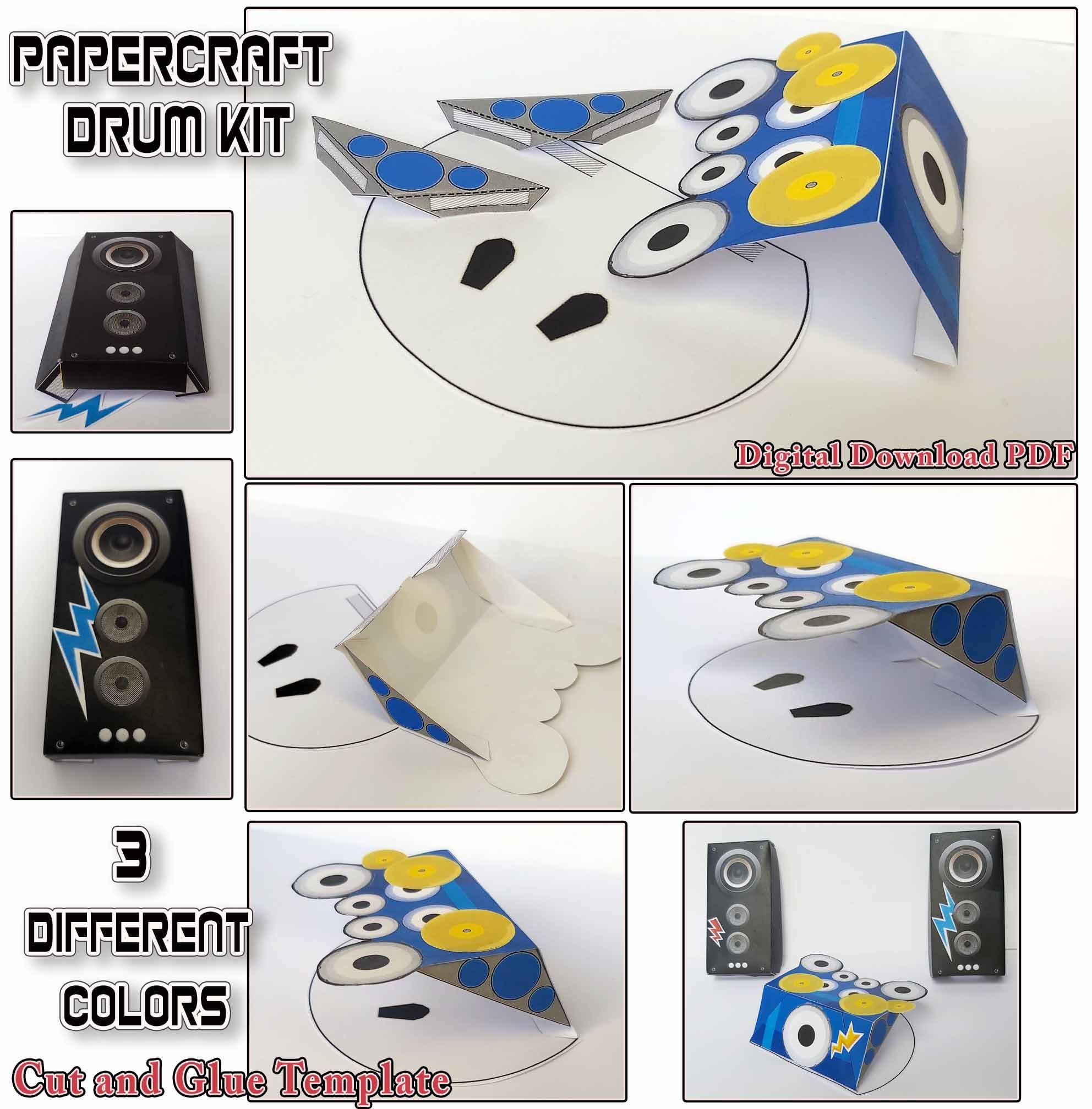 DIY Papercraft Drum Set: Customizable K-pop Band Craft (PDF Download ...