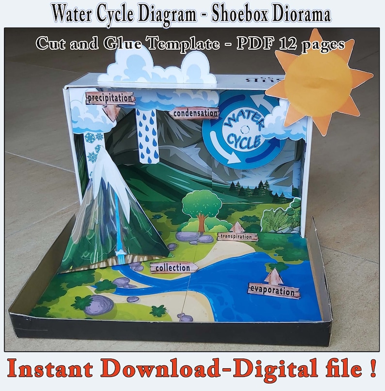Shoebox Water Cycle Diagram Diorama, Create Your Own Papercraft Water ...
