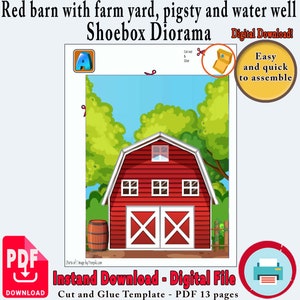 Farmyard Shoebox Diorama, Red Barn Craft Project (printable PDF) - Etsy