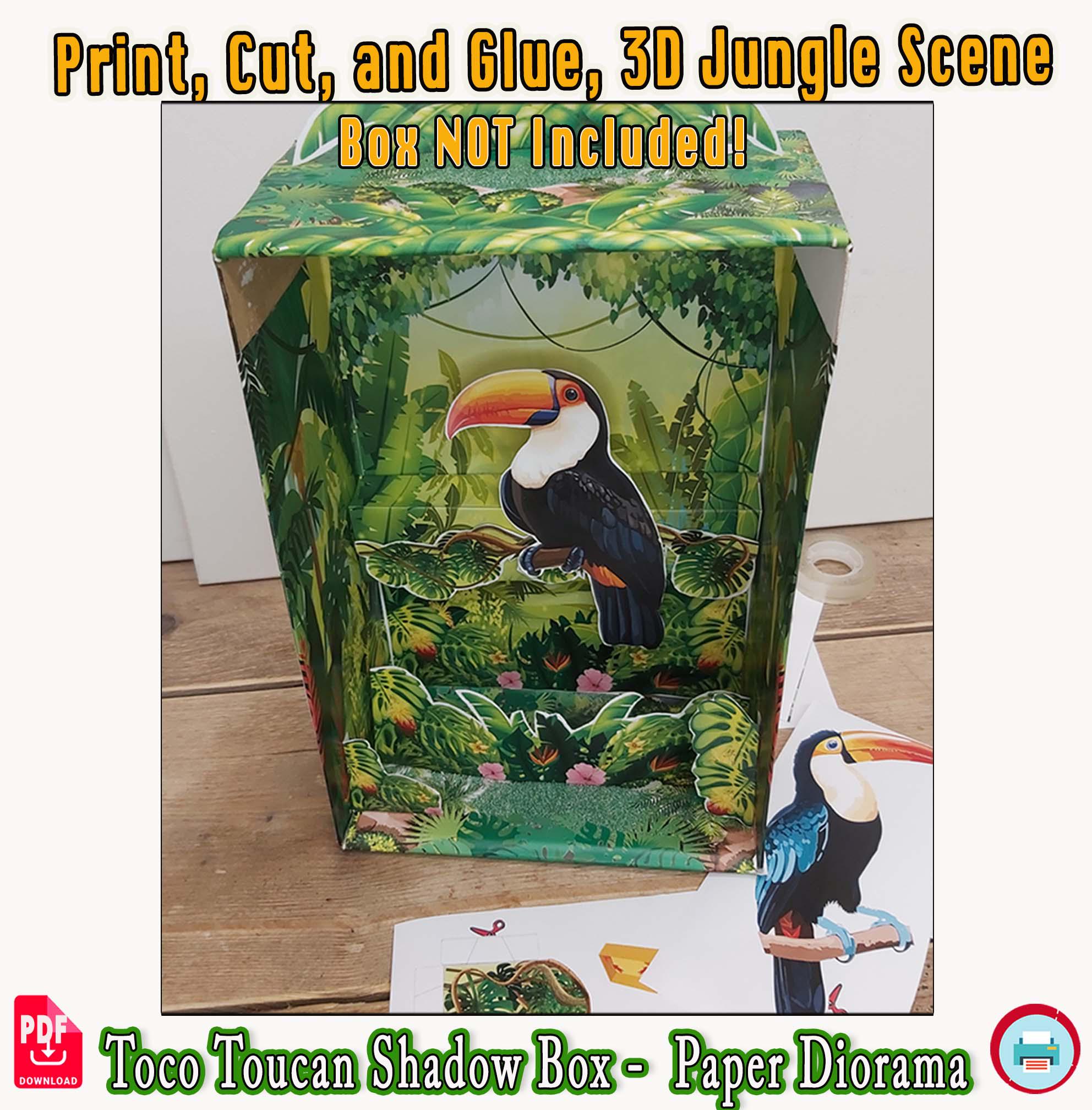 Toucan Jungle Craft for Kids – Printable 3D Diorama PDF | Rainforest ...
