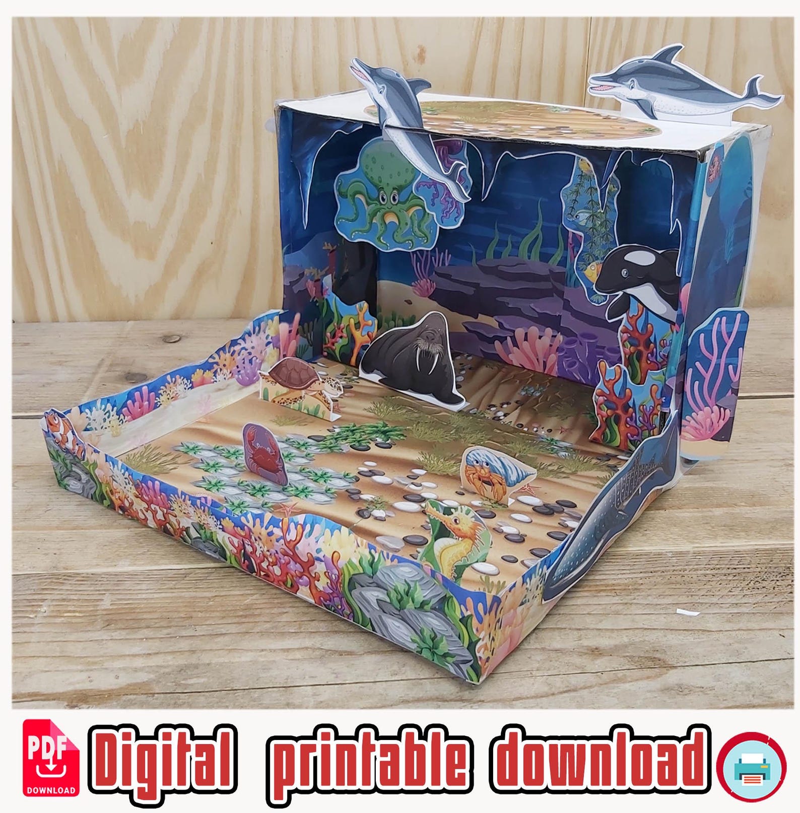 Printable Ocean Diorama, Shoebox Project, Paper Craft (PDF) - Etsy