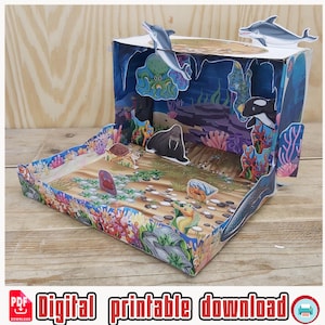 Printable Diorama Cut & Paste Shoebox Project, Create a Ocean Habitat ...