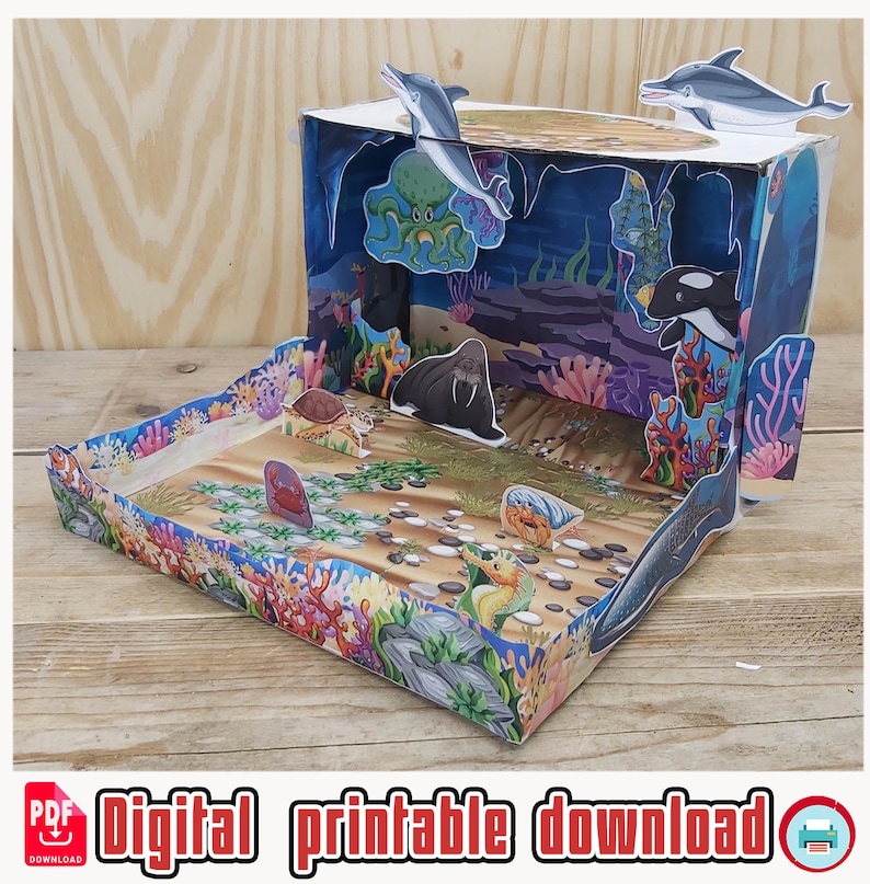Printable Diorama Cut & Paste Shoebox Project, Create a Ocean Habitat ...