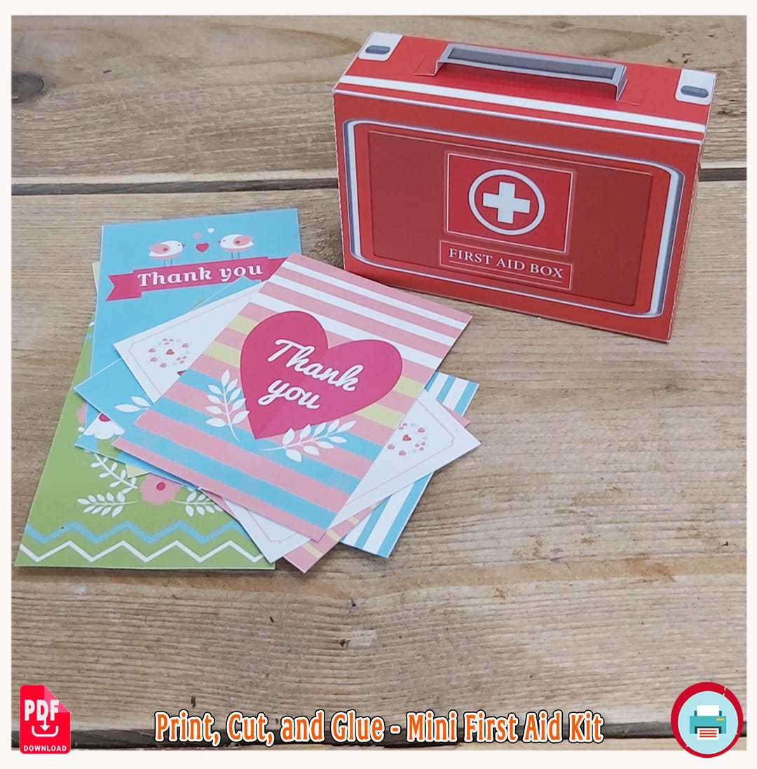 Printable Mini First Aid Kit With Thank You Cards: DIY Nurse Gift (PDF ...
