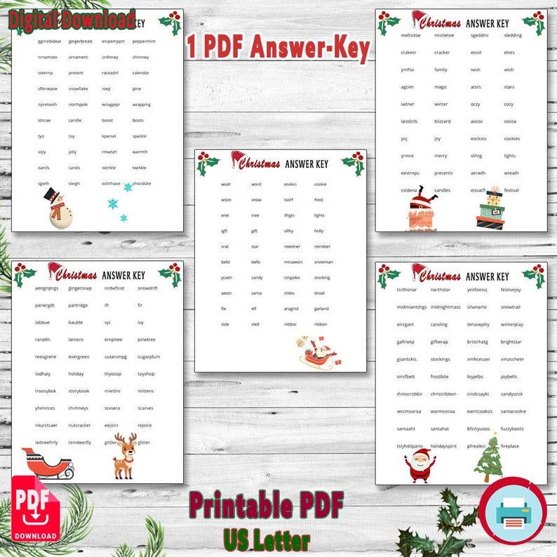 Juego de palabras navideñas: Actividad imprimible (descarga digital ...