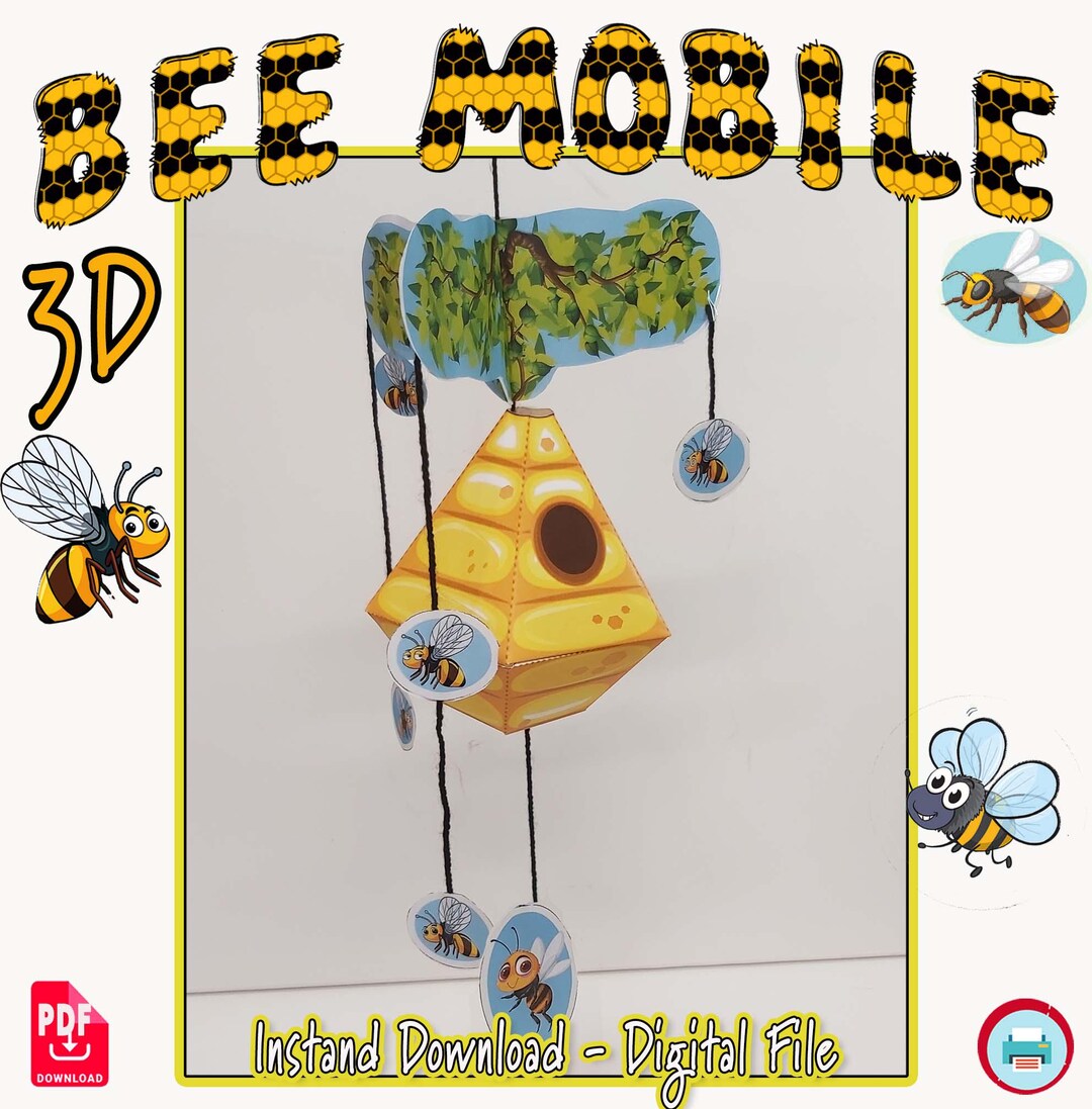3D Bee Mobile Craft: Printable Classroom Decoration (PDF) - Etsy UK