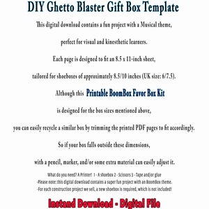 3D Paper Boombox Favor Box, Vintage Hip Hop Decor, Ghetto Blaster Gift ...