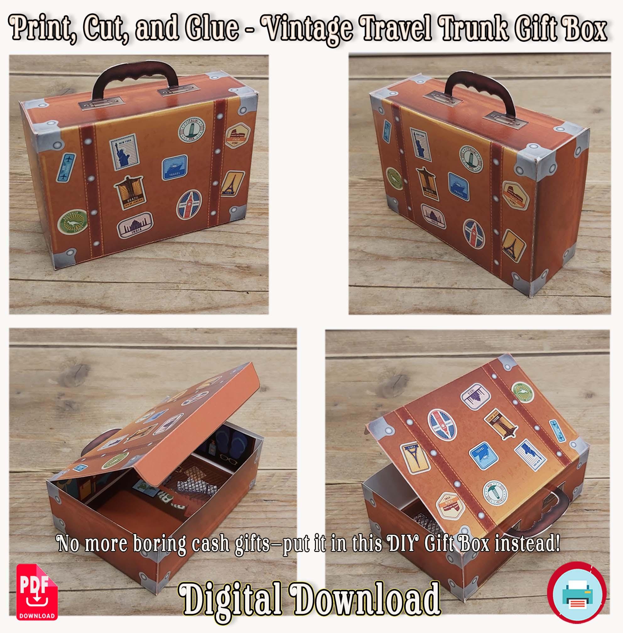 DIY Paper Suitcase Gift Box: Vintage Travel Theme (digital Download) - Etsy